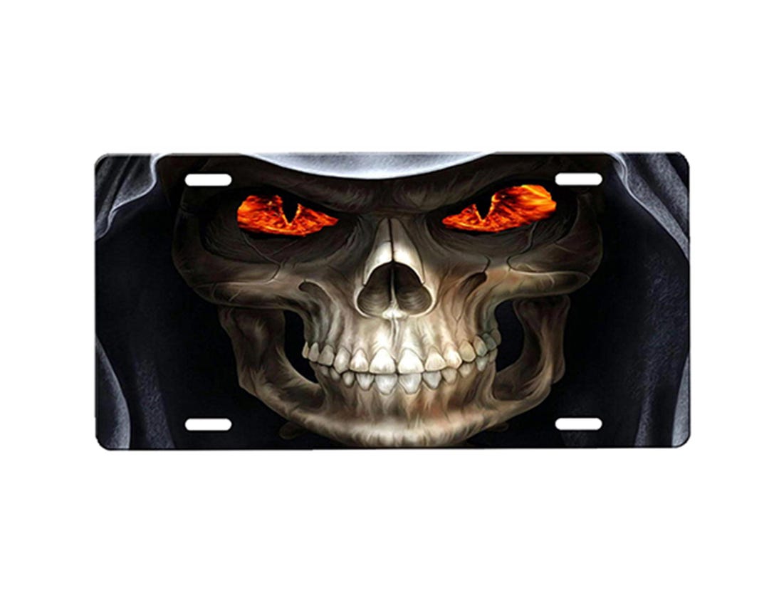Grim Reaper Front License Plate With Custom Background Options - Etsy