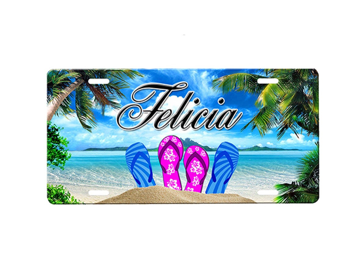 Flip Flops Personalized License Plate With Custom Background Options - Etsy