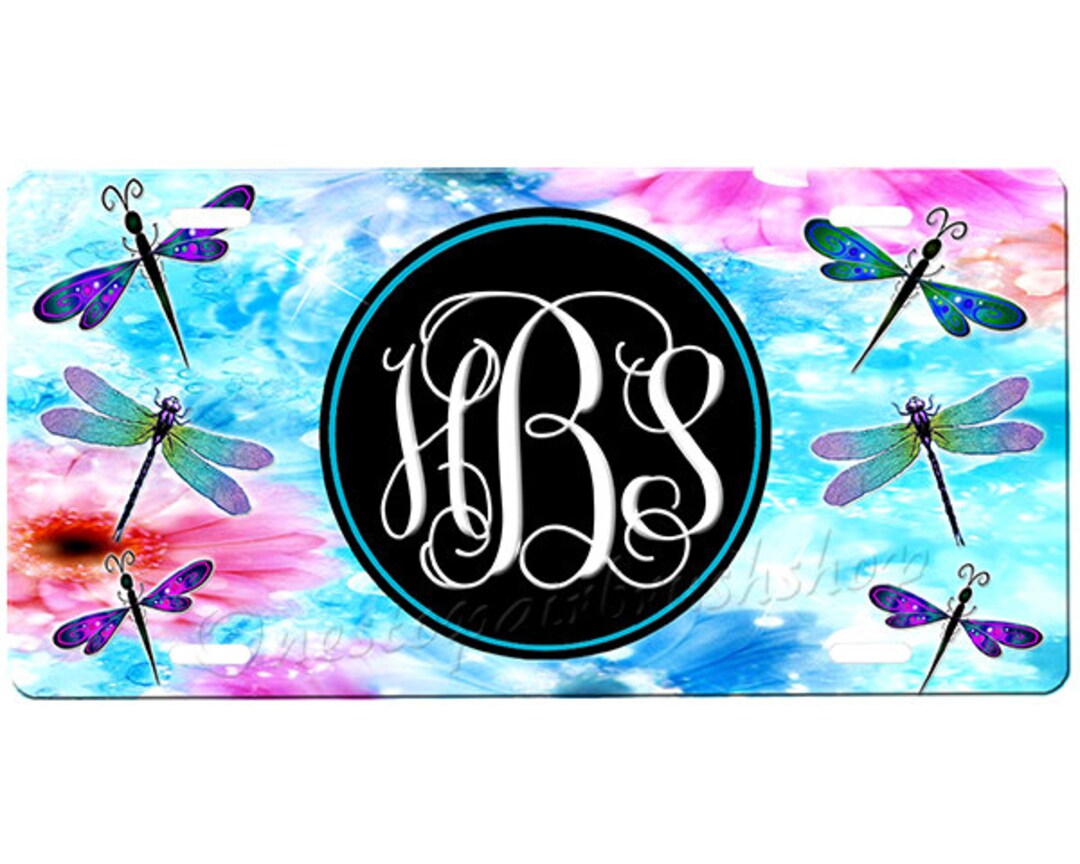 Monogrammed Dragonfly License Plate - Etsy