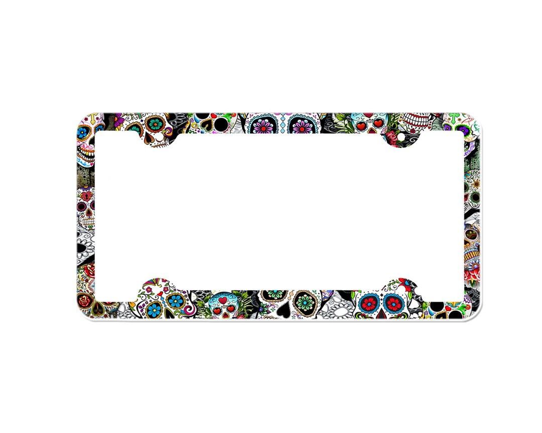 Sugar Skull License Plate Frame With Custom Background Options - Etsy