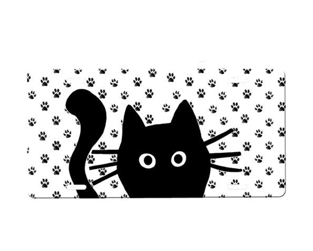 Cute Cat Front License Plate With Custom Background Options - Etsy