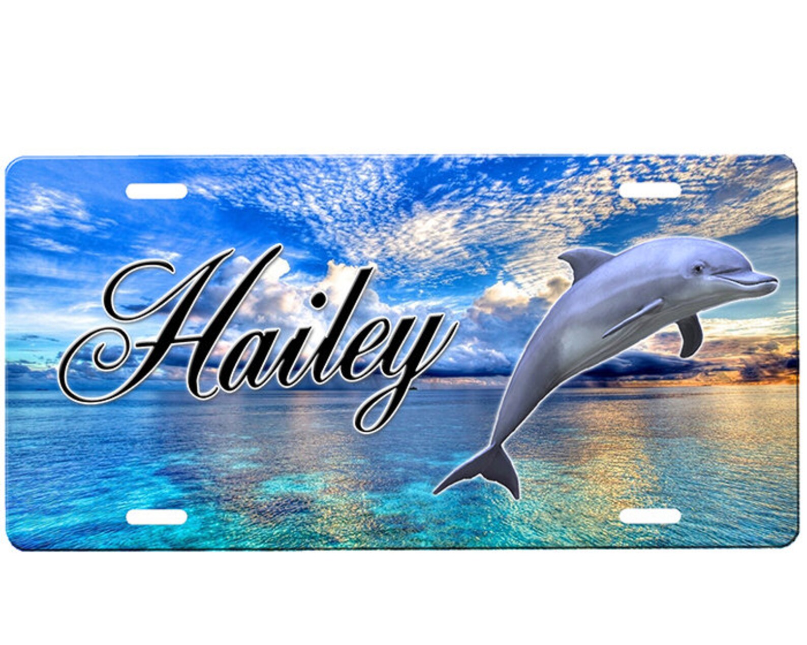 Dolphin Personalized License Plate With Custom Background Options - Etsy