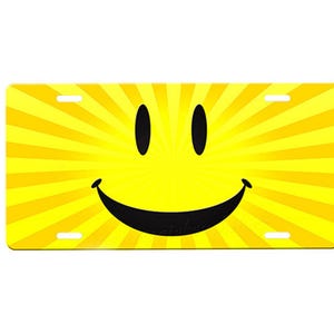 Smiley Face License Plate With Custom Background Options - Etsy
