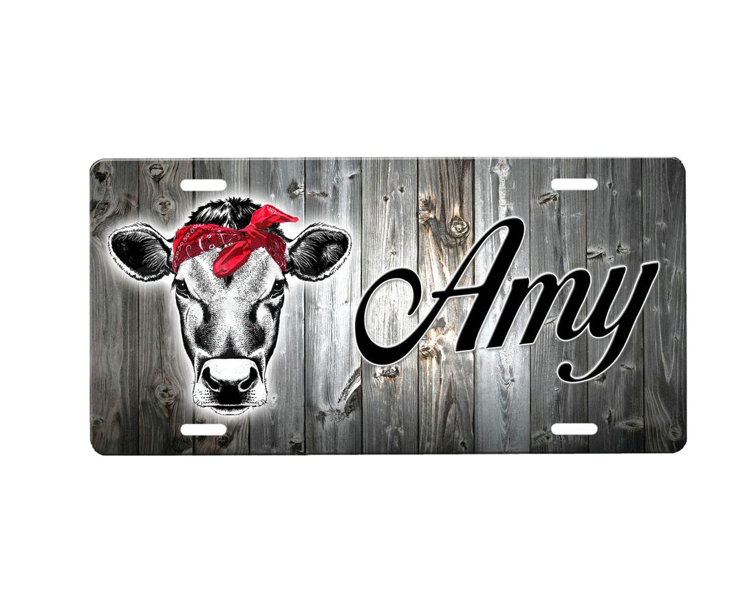 Cow Personalized License Plate With Custom Background Options - Etsy