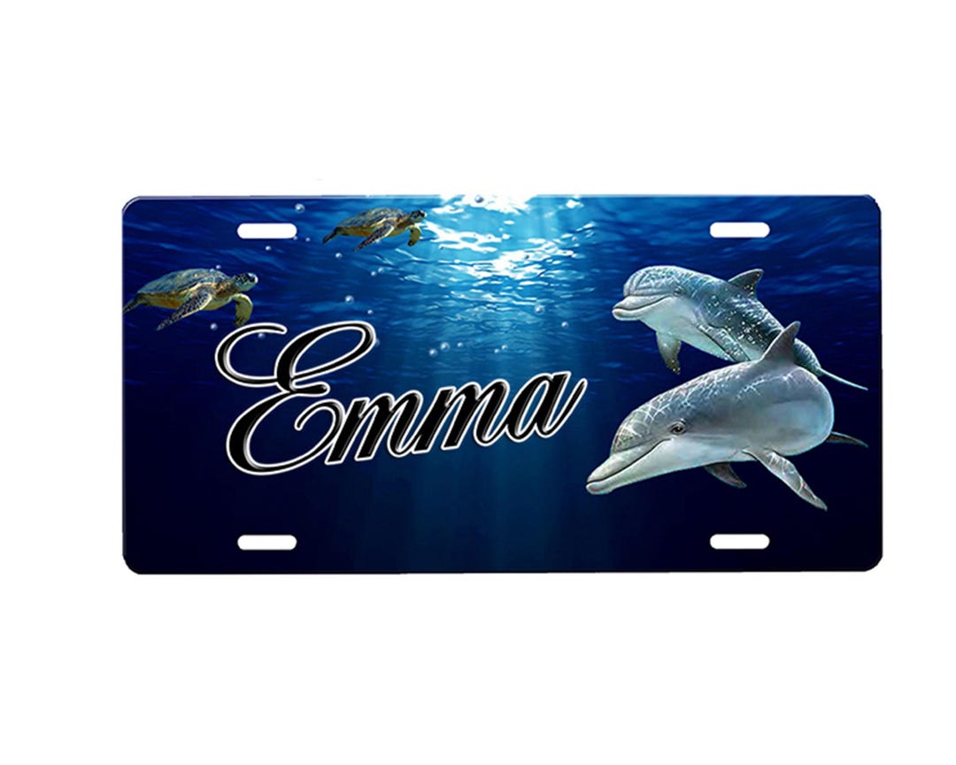 Dolphins Personalized Front License Plate With Custom Background ...