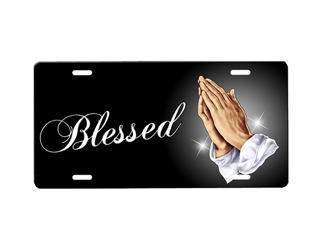 Praying Hands Personalized Front License Plate With Custom Background ...