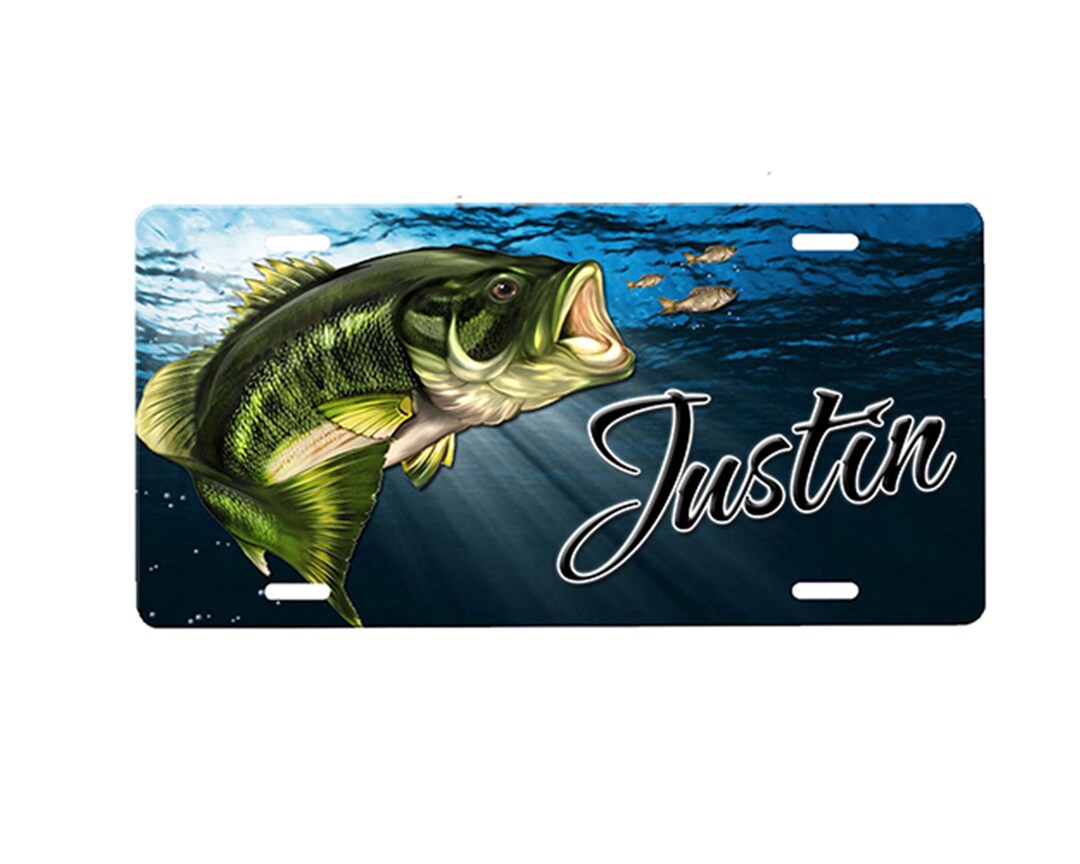 Bass Personalized Front License Plate With Custom Background Options - Etsy