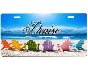 Beach Chairs Tropical Beach Scene Personalized Custom Novelty Front ...
