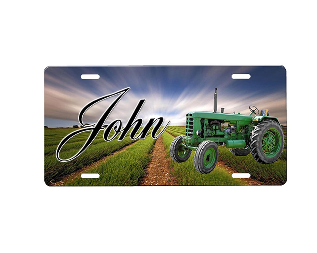 Tractor Personalized Front License Plate With Custom Background Options ...