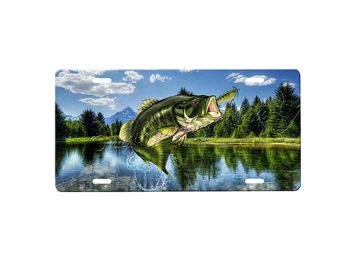Bass Front License Plate With Custom Background Options - Etsy