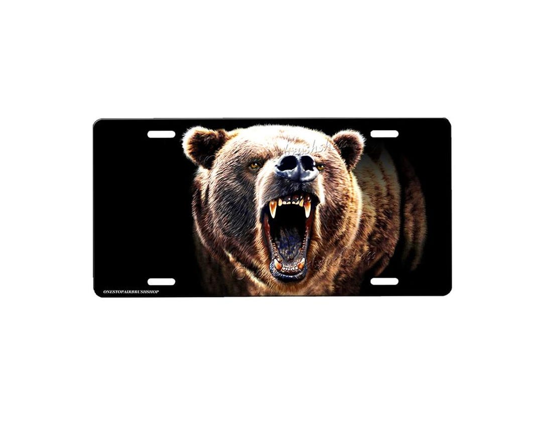 Grizzly Bear Front License Plate With Custom Background Options - Etsy