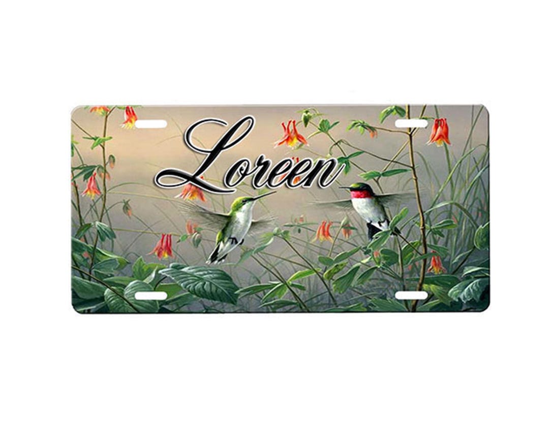 Hummingbirds Personalized Front License Plate With Custom Background ...