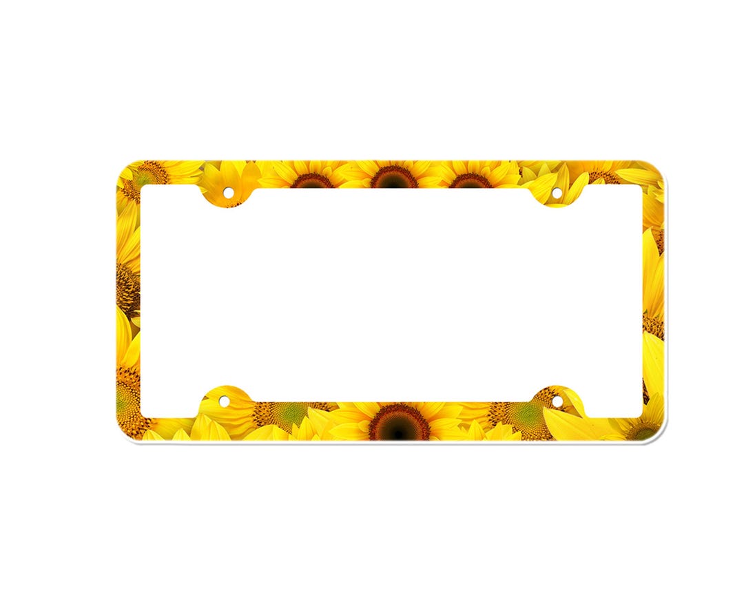 Sunflower License Plate Frame With Custom Background Options - Etsy