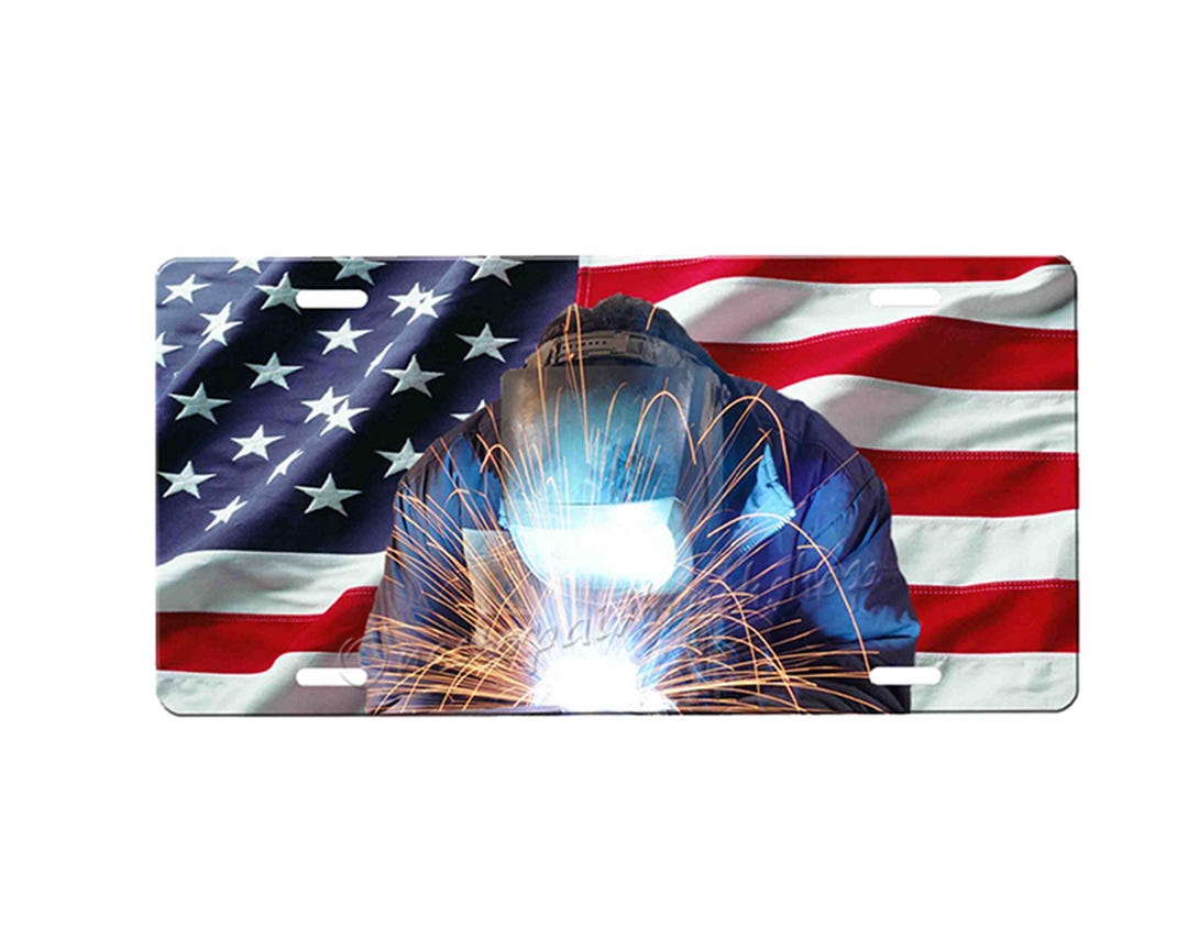 Welder Front License Plate With Custom Background Options - Etsy