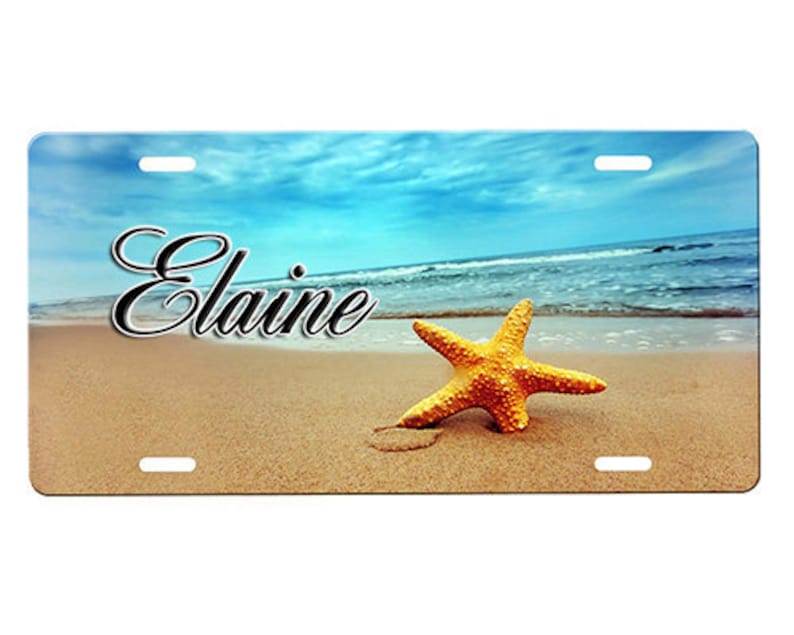 Beach Scene Personalized License Plate With Custom Background Options ...