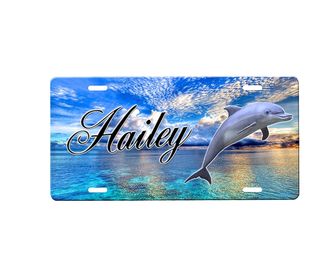 Dolphin Personalized Front License Plate With Custom Background Options ...