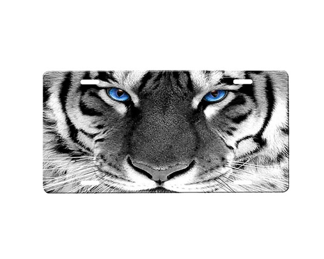 White Tiger Eyes License Plate With Custom Background Options - Etsy