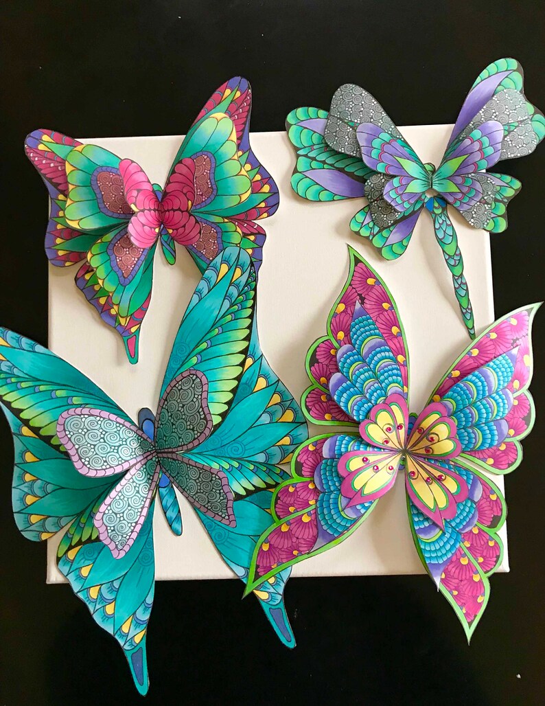 3d Butterfly coloring page for your paper flower wall | Etsy
