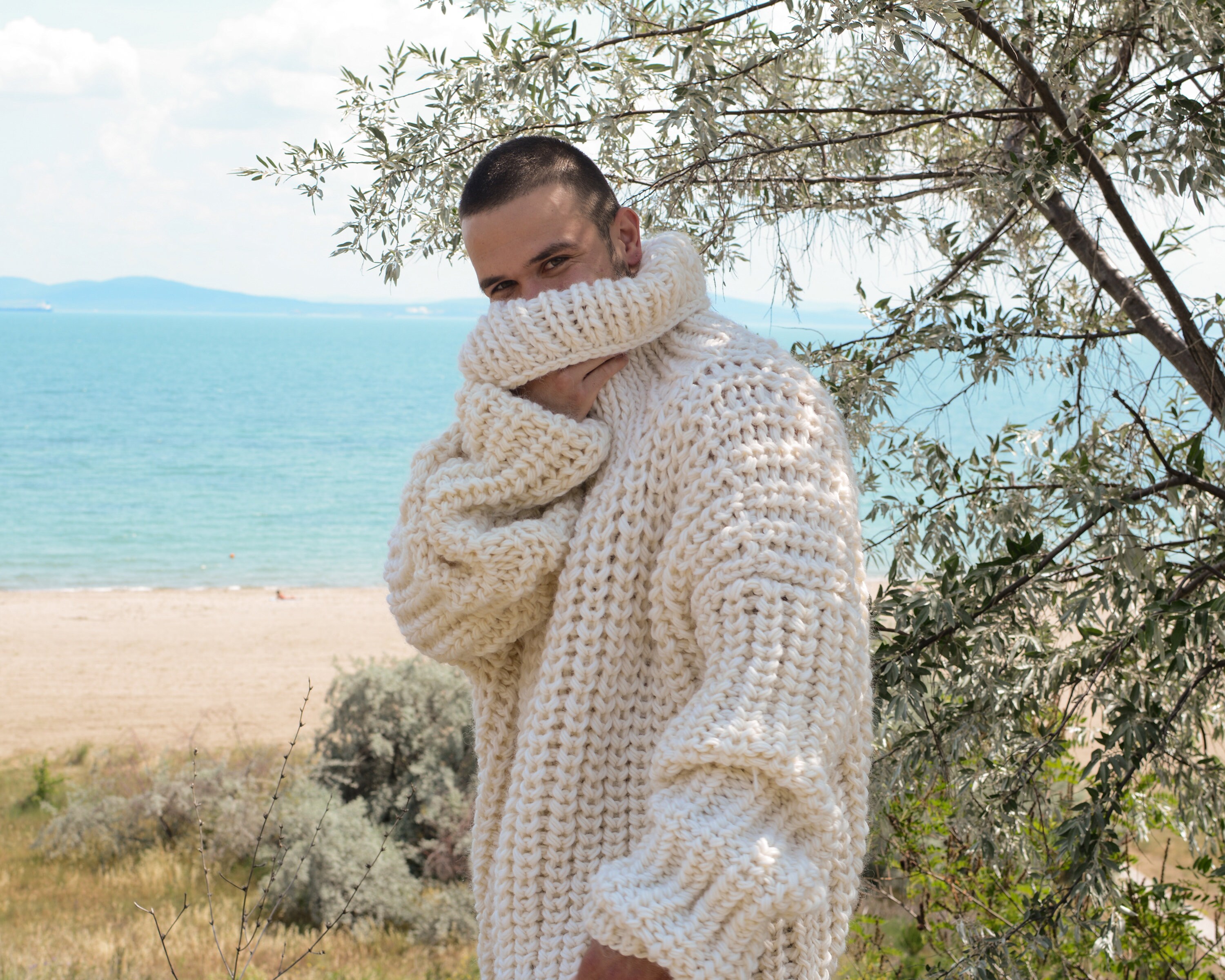 3 kg. Oversized Wool Sweater Thick Hand Knitted Jumper Cream | Etsy