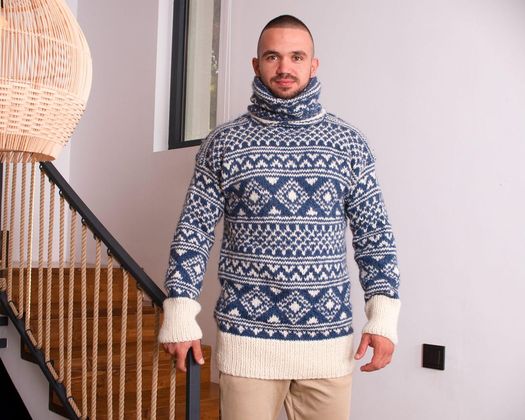Handmade Norwegian Sweater – 100% Pure Soft Wool Fair Isle Pullover ...