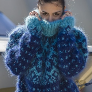 Iceland Mohair Sweater, Icelandic Hand Knitted Jumper T553 - Etsy
