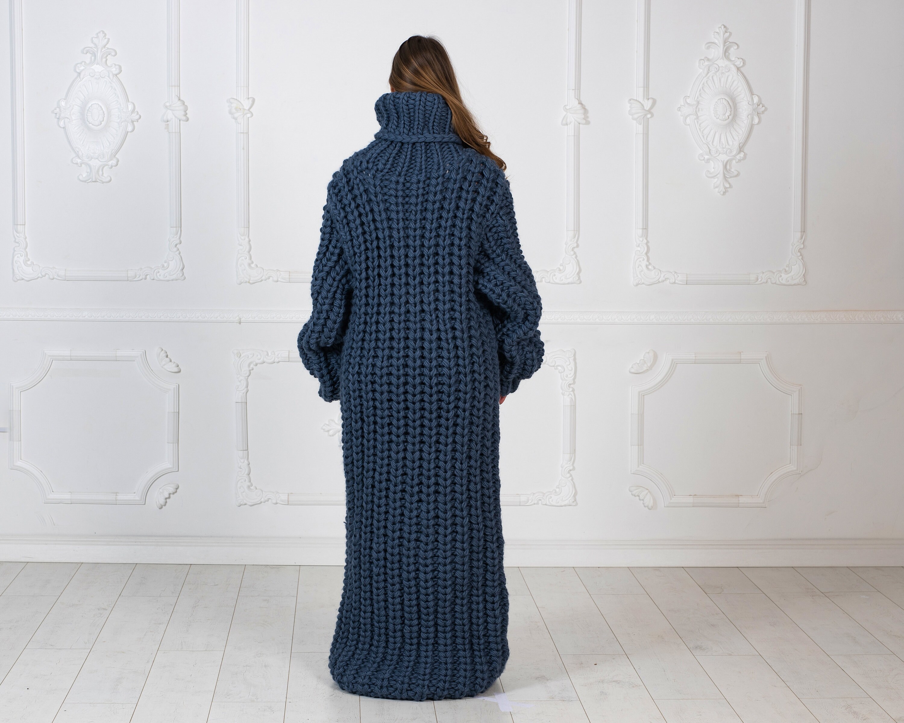 Extra Chunky English Rib Wool Dress Knit Sweater Dress - Etsy