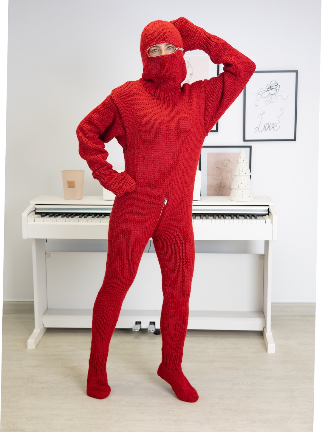 Raw Wool Catsuit – Hand-knitted Itchy Full Body Suit Overall With ...