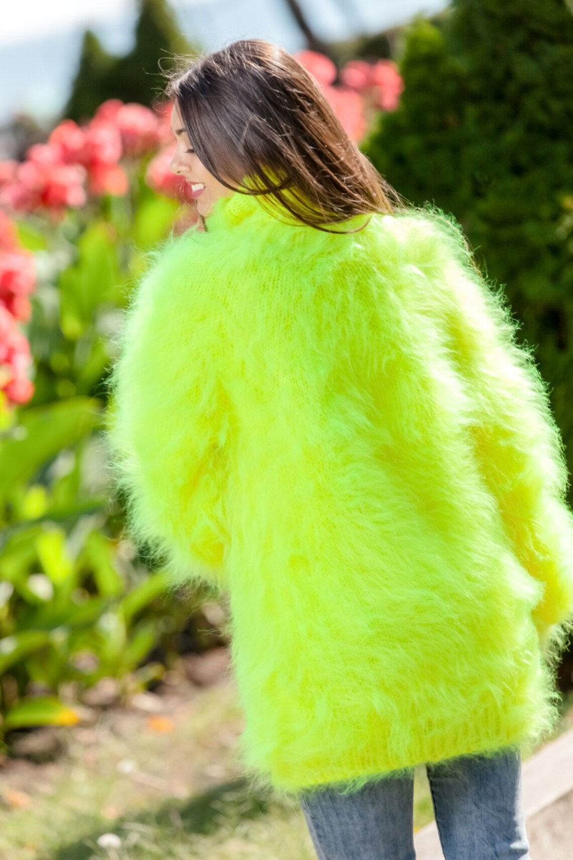 Neon Mohair Sweater Turtleneck Sweater Hand Knitted Sweater | Etsy