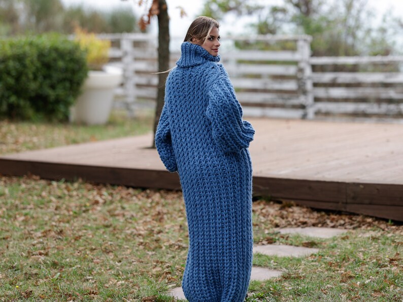 Extra Chunky English Rib Wool Dress Knit Sweater Dress - Etsy