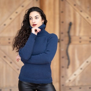 Blue Itchy Wool Sweater, Hand Knitted Pullover Made in 100 % Wool , Raw ...