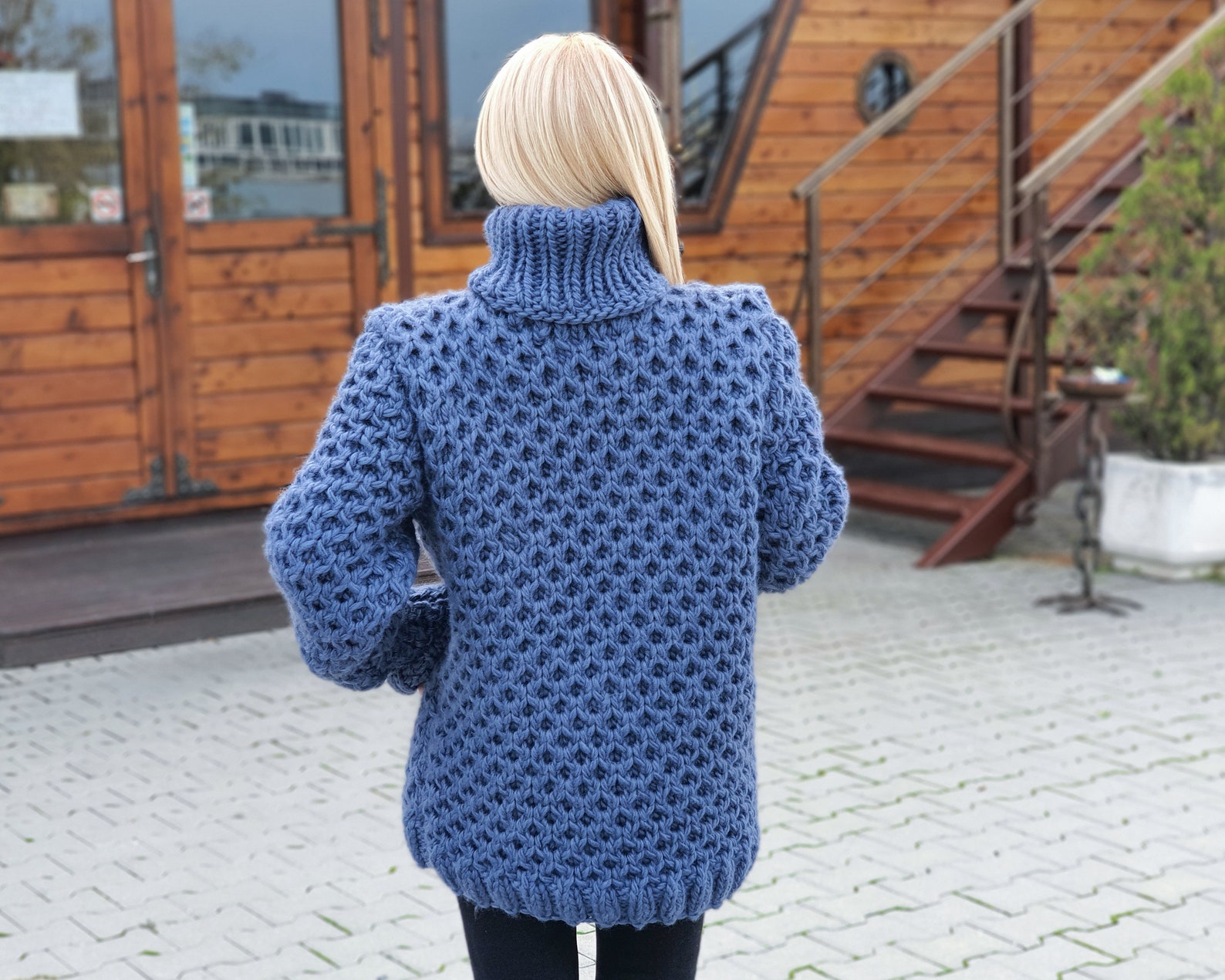 Eco Wool Sweater Honeycomb Hand Knitted Woolen Jumper T923 - Etsy