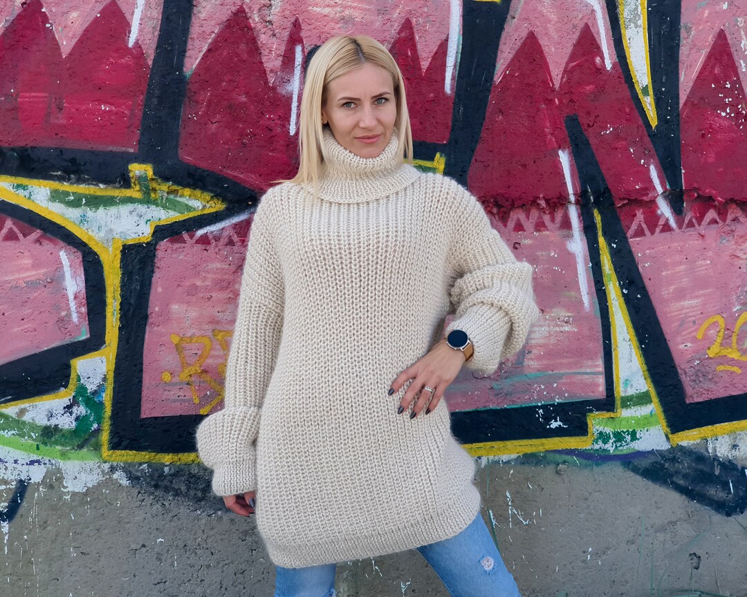 English Rib Hand Knitted Sweater, 100 % Alpaca Sweater , Super Soft and ...