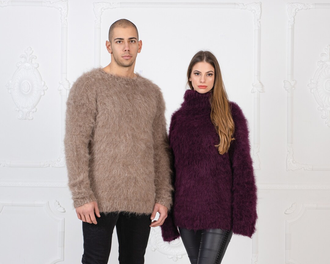 Hairy Suri Alpaca Sweater, Fluffy and Fuzzy Handknitted Jumper Made in ...