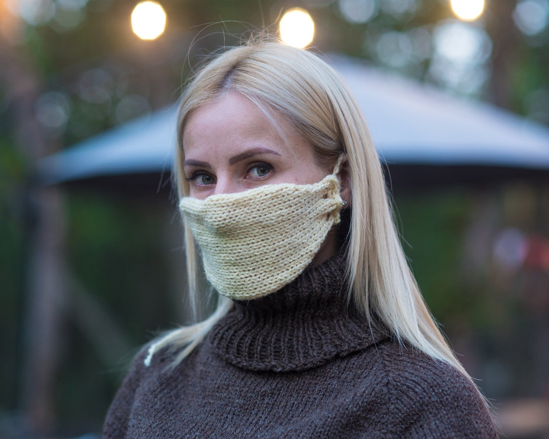 Face Mask Made in Natural Raw Wool , Hand Knitted Mask - Etsy