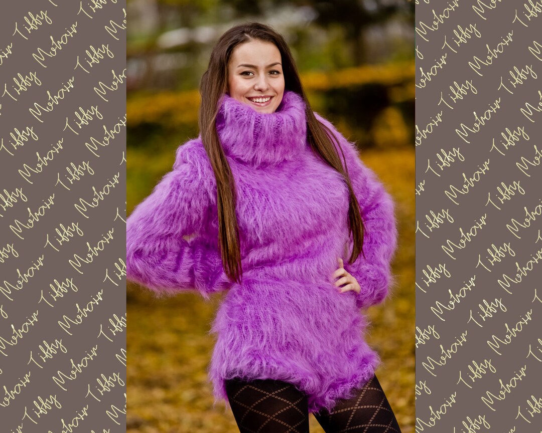 Purple Mohair Bodysuit Hand Knit Mohair Sweater Fetish Etsy