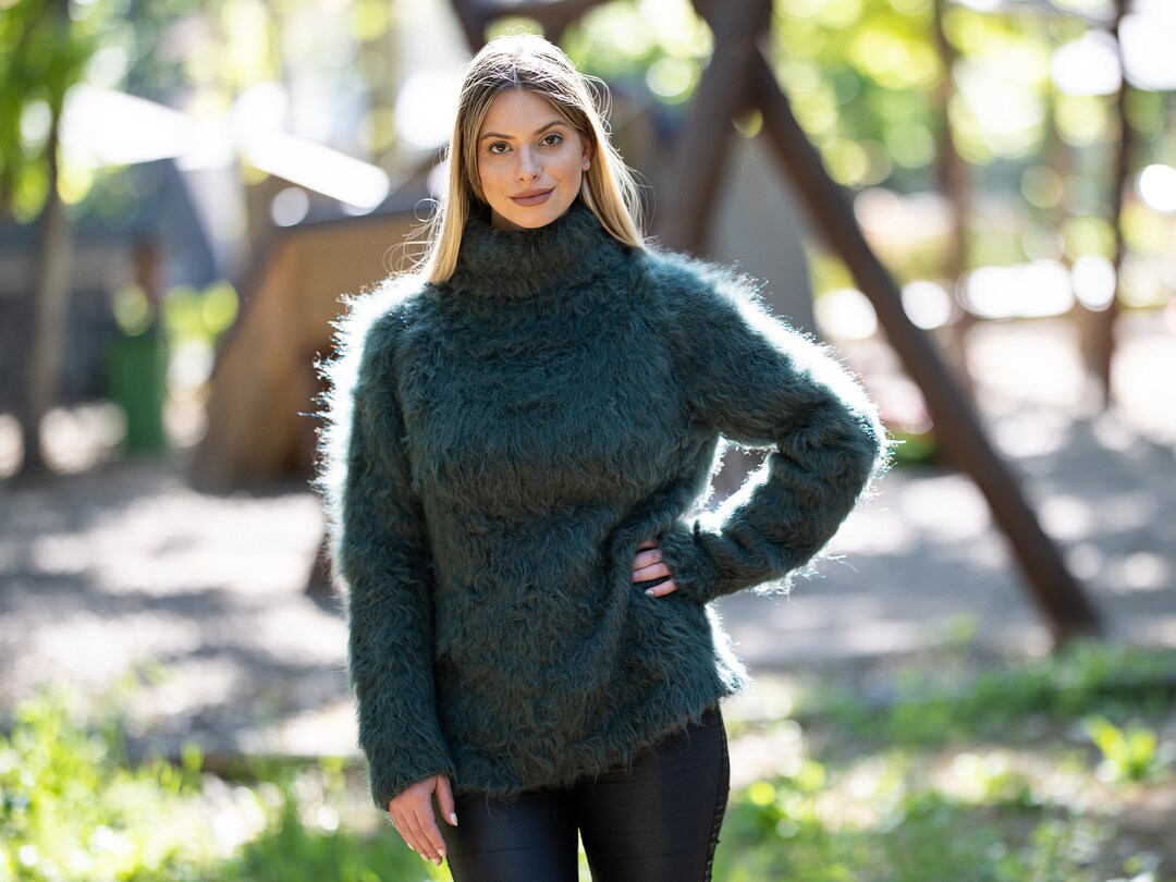 Extra Hairy Italian Kid Mohair Sweater, Very Fluffy Hand Knitted Jumper ...