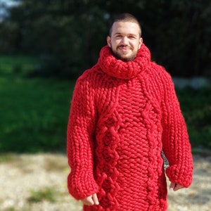 Thick KNIT SWEATER, Cables Bulky Sweater, Woman Giant Knit Sweater ...