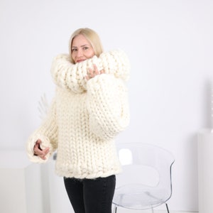 Extra Thick 100% Merino Wool Sweater Wide Turtleneck , Extra Chunky and ...