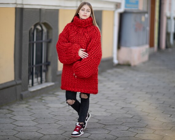 CHUNKY KNIT SWEATER bulky sweater Giant knit sweater Chunky | Etsy