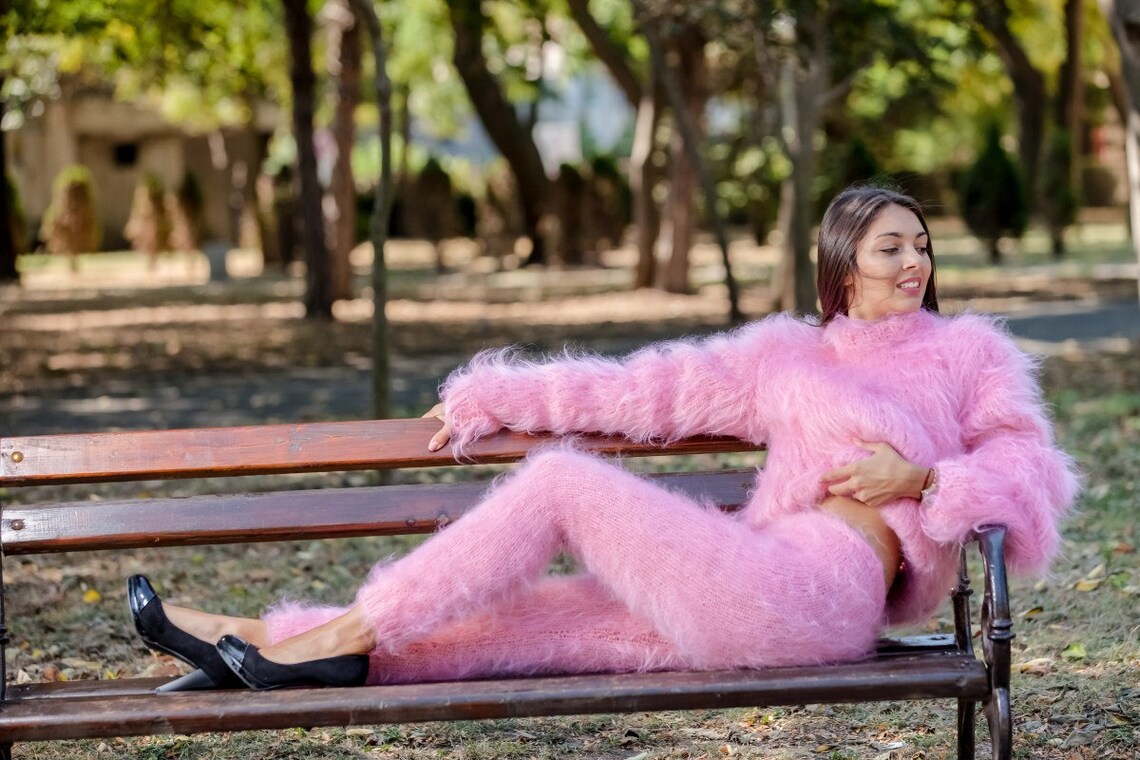 Pink Mohair Pants Hand Knit Trousers Mohair Leg Warmers - Etsy