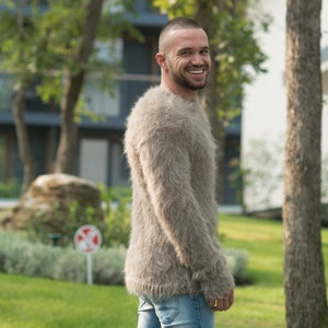 Hairy Suri Alpaca Sweater, Fluffy and Fuzzy Handknitted Jumper Made in ...