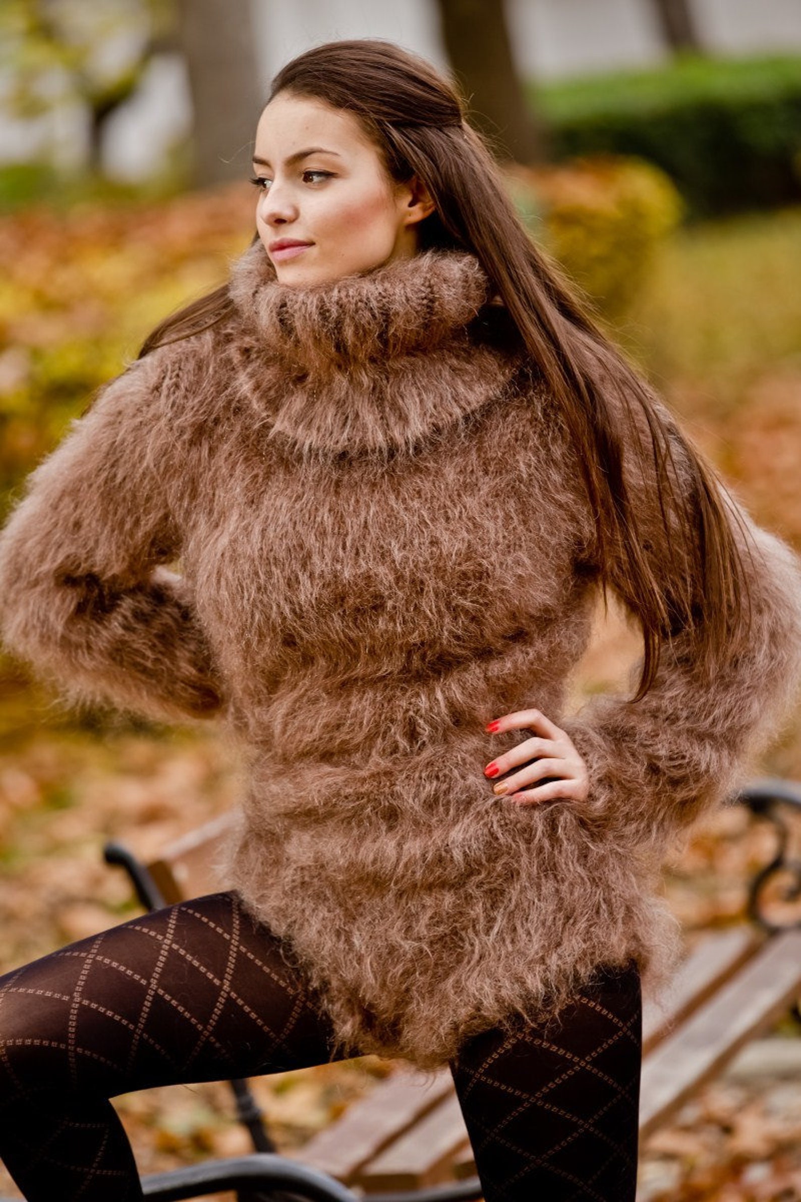 Brown Mohair Bodysuit Hand Knit Mohair Sweater Fetish Etsy Canada