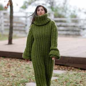 100 % Wool Hand Knitted Catsuit With Extra Long Turtleneck Fetish ...