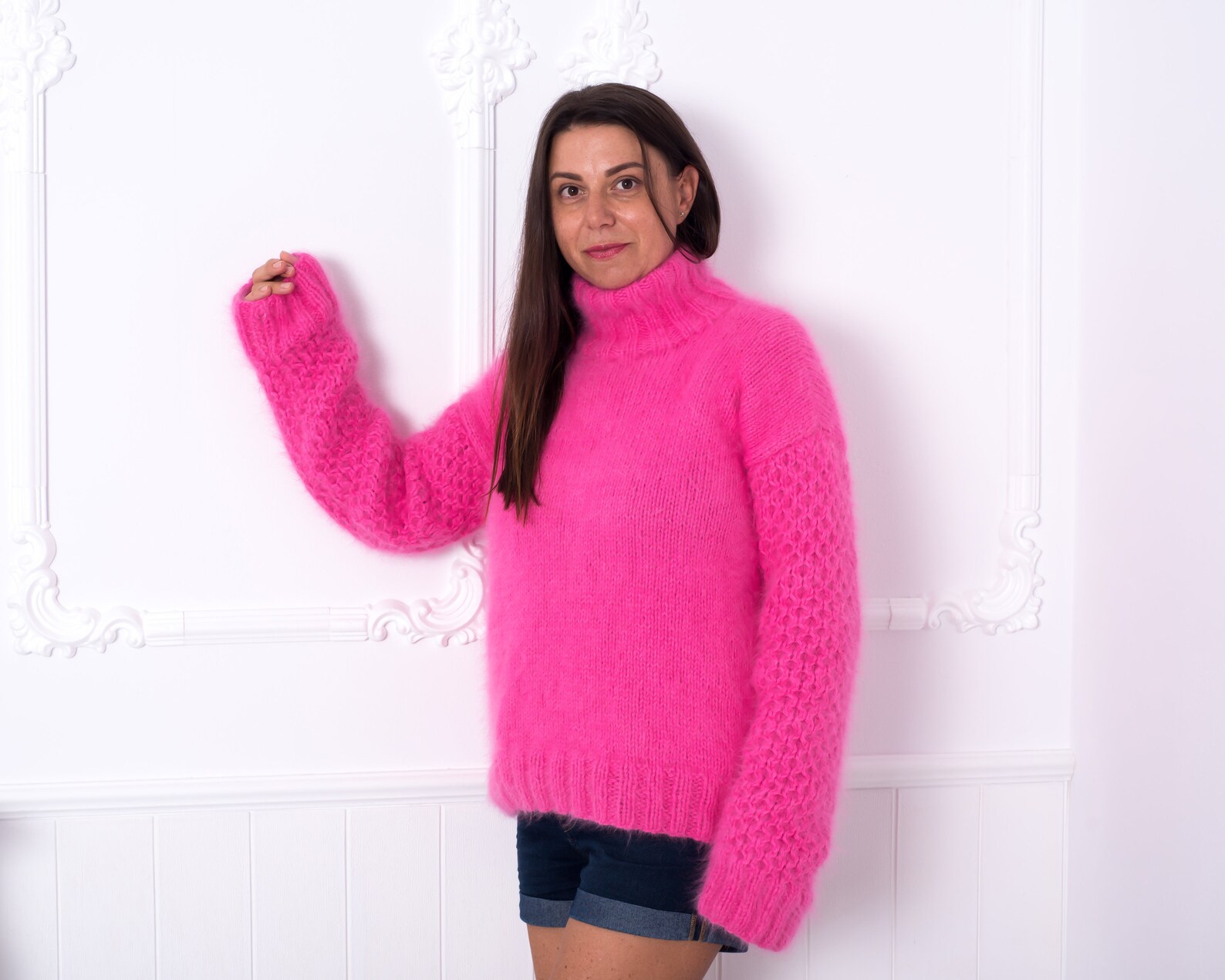 Hand Knitted Pink Rabbit Angora Sweater Extra Soft Feminine | Etsy
