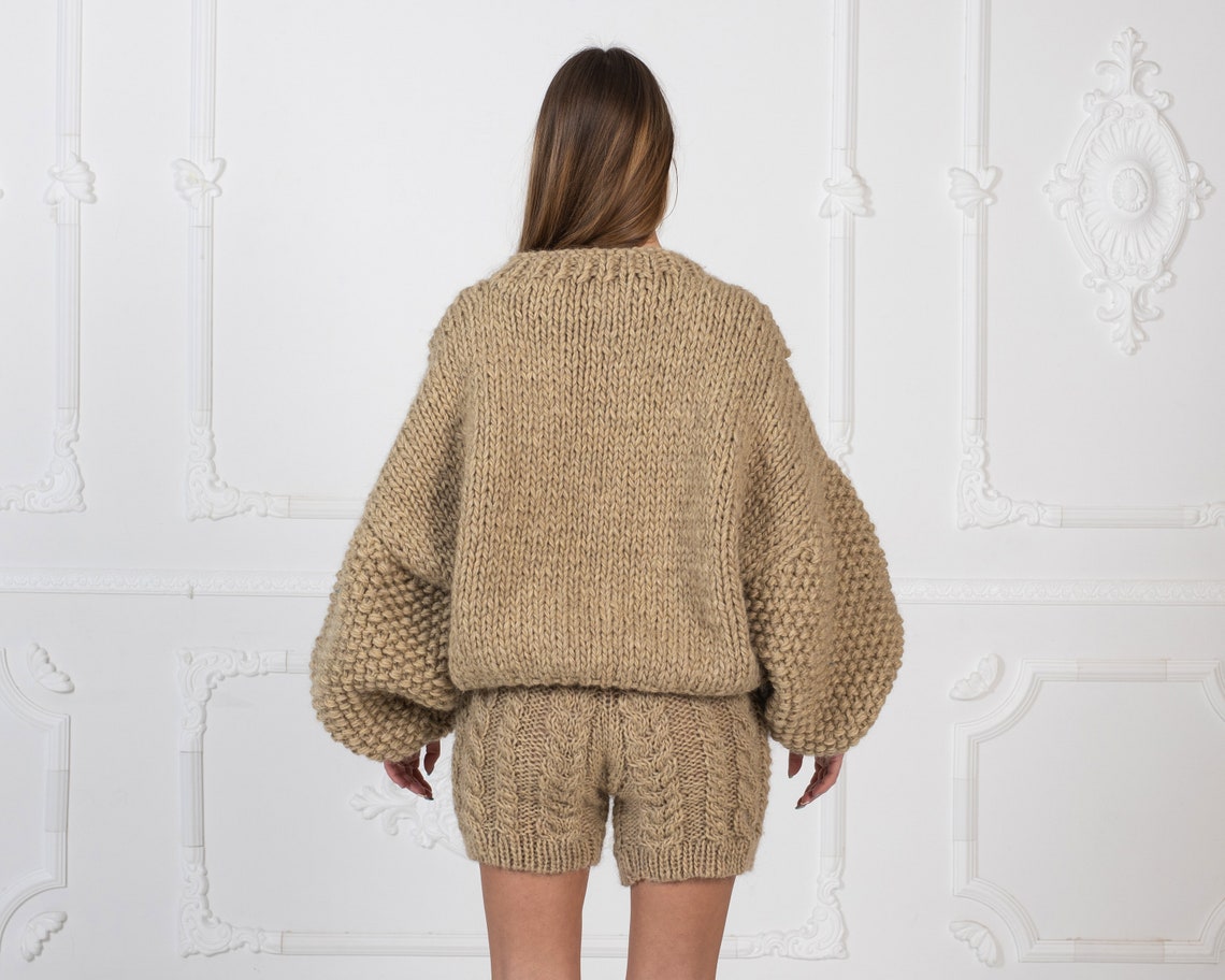 Cable Knit Wool Knitted Shorts Soft Wool Pants T964 | Etsy