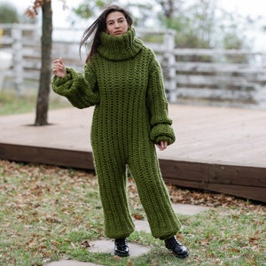 100 % Wool Hand Knitted Catsuit With Extra Long Turtleneck Fetish ...