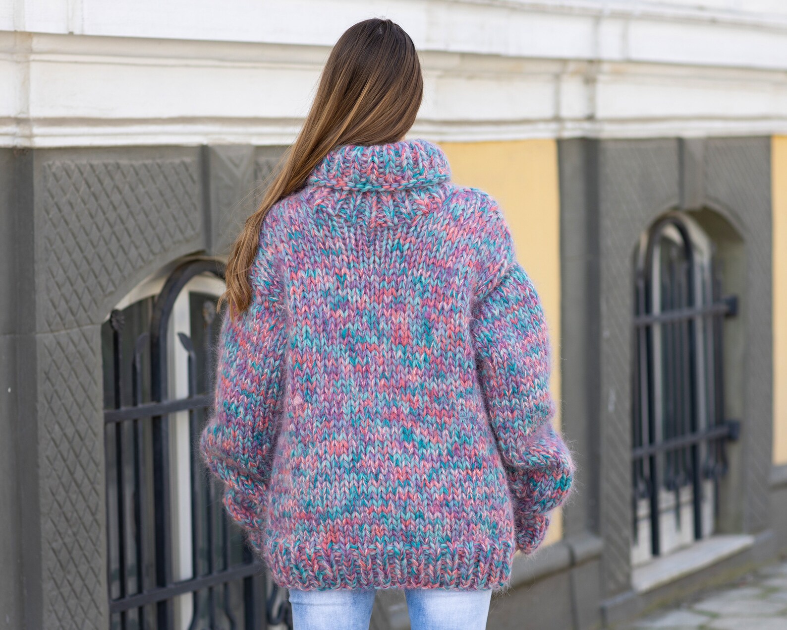 Mohair and Wool Mix Sweater Thick Knit Sweater in Blue | Etsy