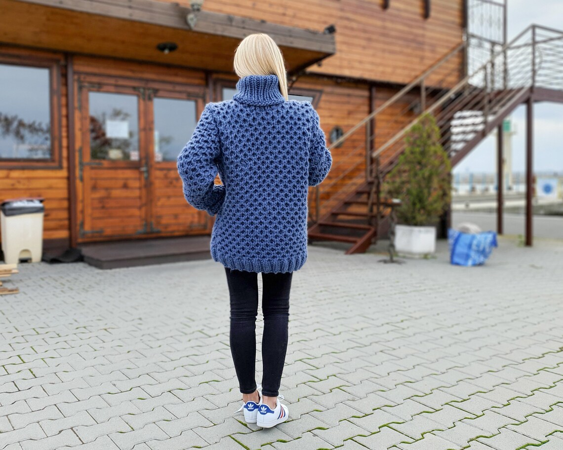 Eco Wool Sweater Honeycomb Hand Knitted Woolen Jumper T923 - Etsy