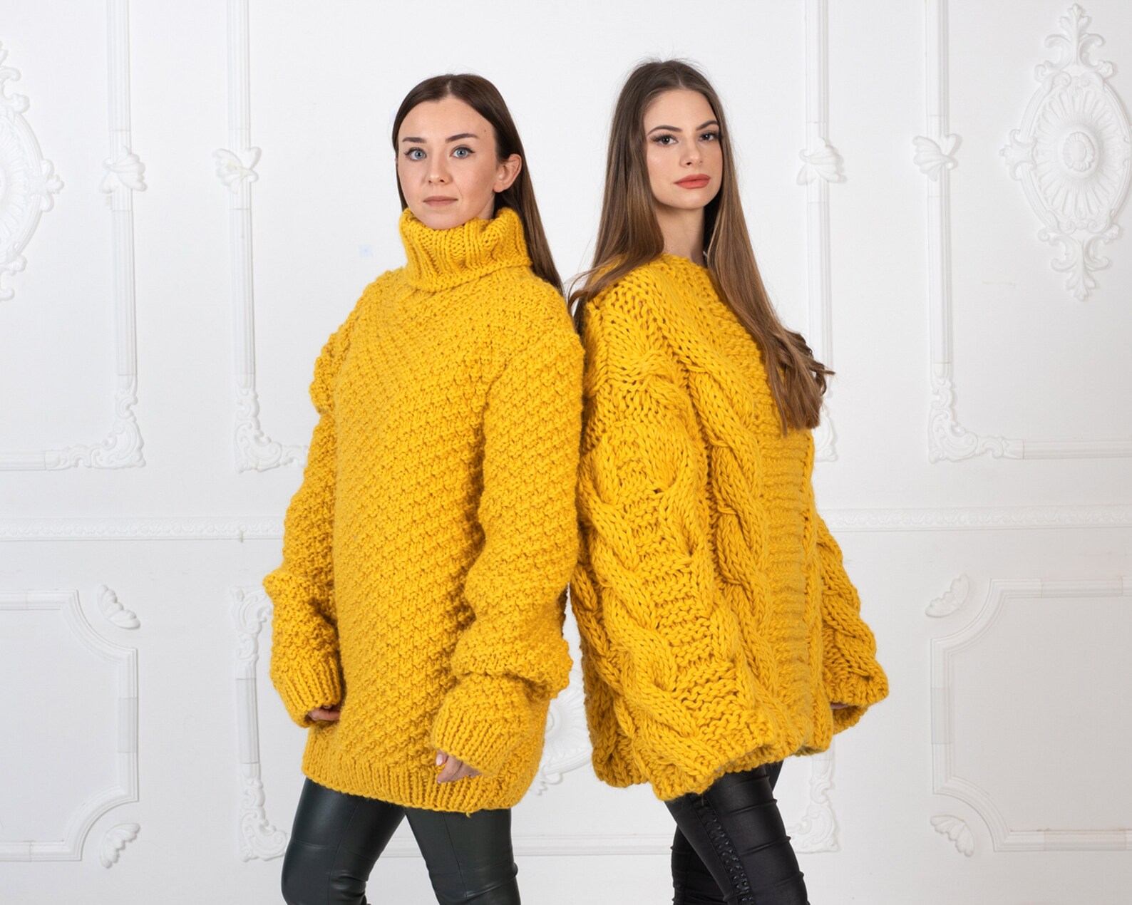 Yellow Cable Knit Woolen Sweater 100 % Wool Jumper Hand Knit - Etsy