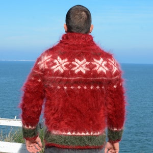 Red Norwegian Mohair Sweater, Hand Knit Sweater, Women Mohair Sweater ...